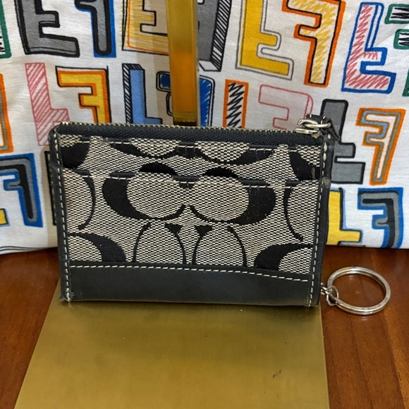 Coach | Accessories | Coach Black And White Signature Keychain Wallet ...